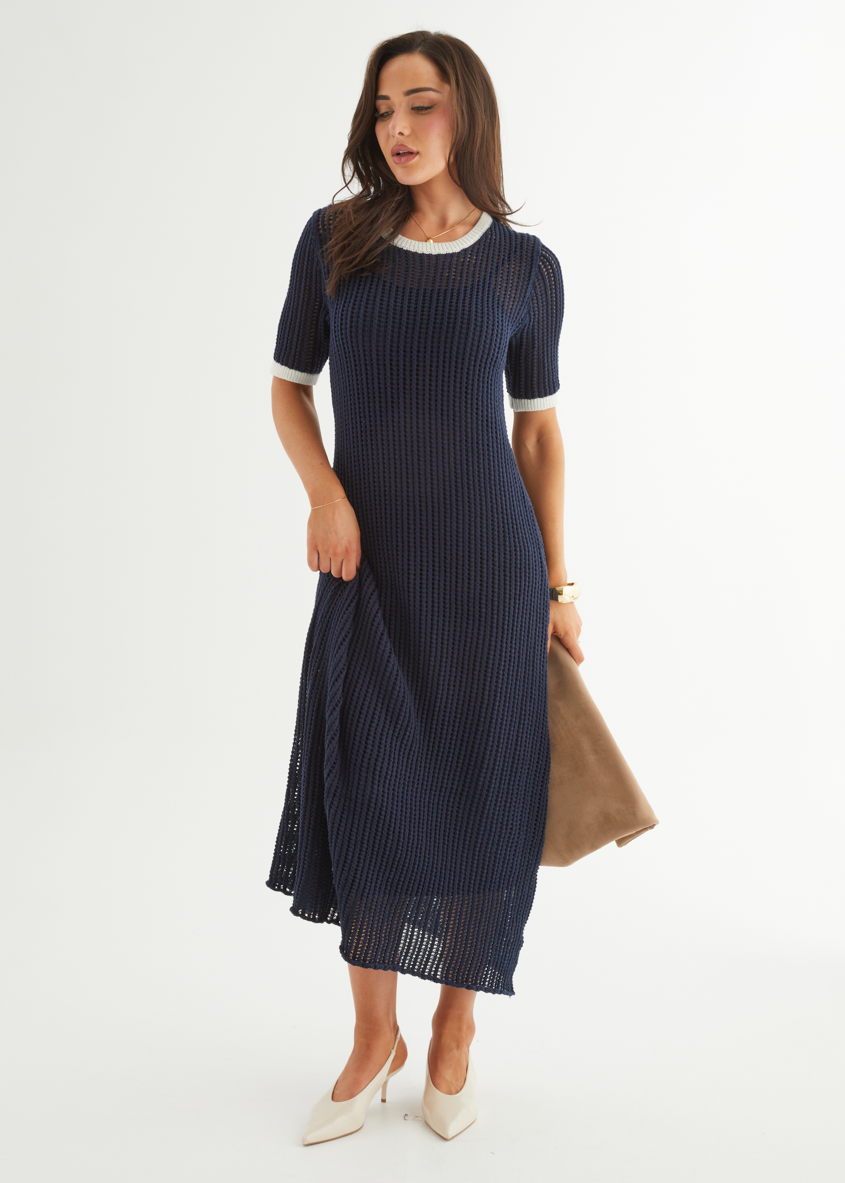 Janine Knit Maxi Dress - Navy – Gingham & Heels