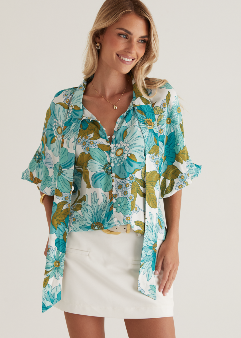 Imogen Blouse - Amaya Green – Gingham & Heels