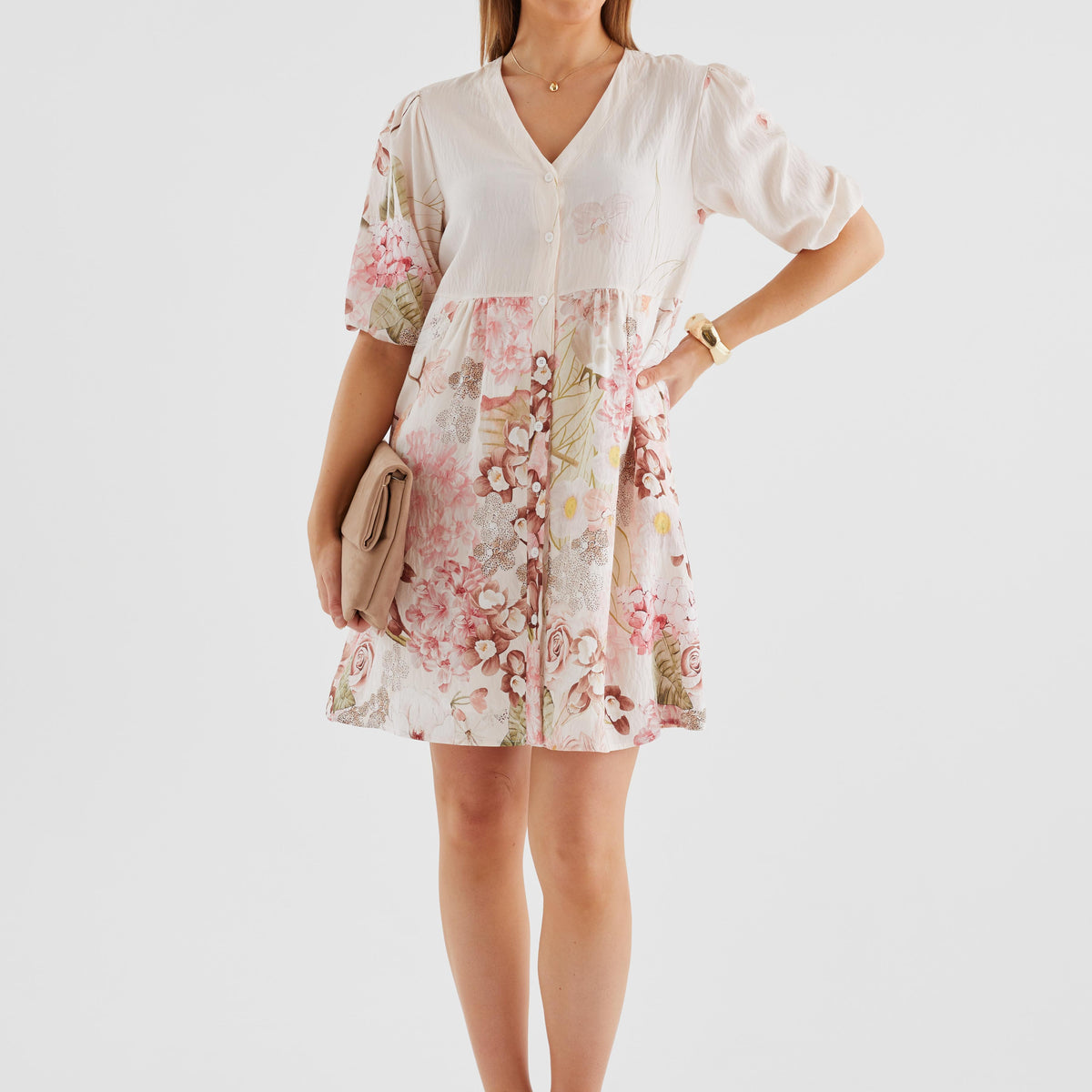 Nimah Dress - Botanical Blush – Gingham & Heels