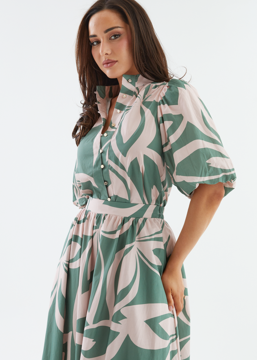 Simone Blouse - Fern Abstract – Gingham & Heels