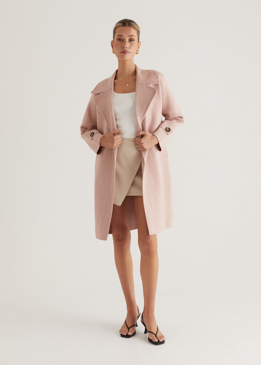 Chayso Knit Coat - Blush – Gingham & Heels