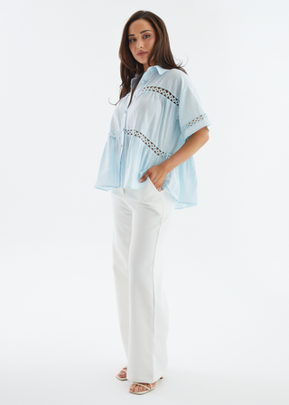 Zahra Shirt - Light Blue – Gingham & Heels