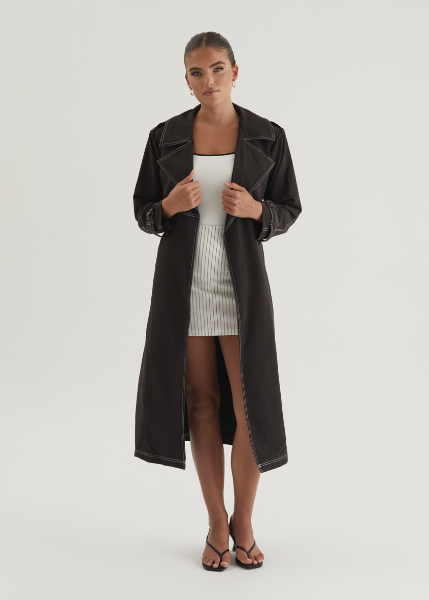 Jaidie Trench Coat - Black – Gingham & Heels