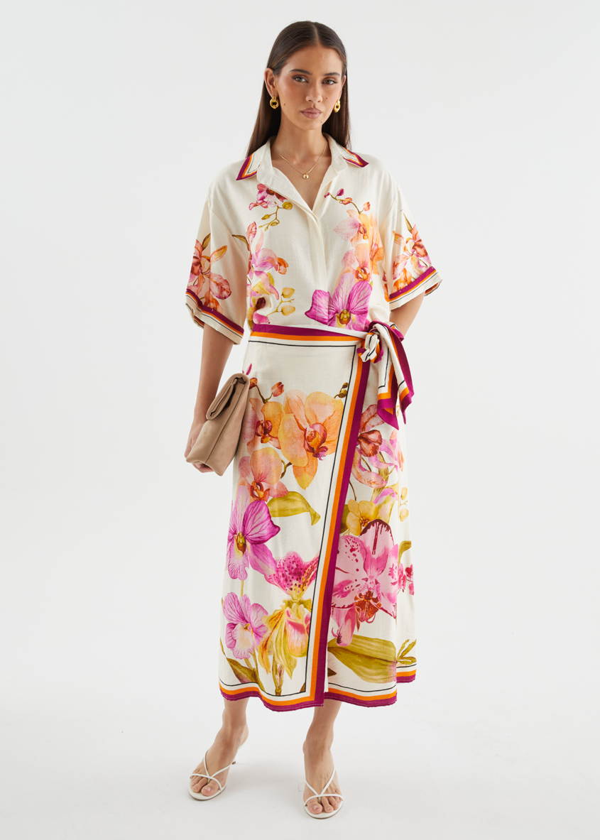 Pamalee Blouse - Fuchsia Orchids – Gingham & Heels