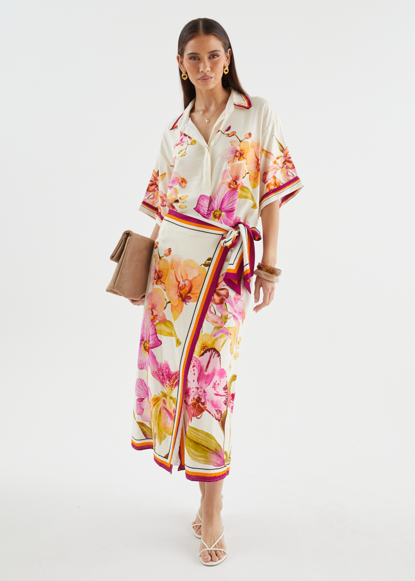Pamalee Blouse - Fuchsia Orchids – Gingham & Heels
