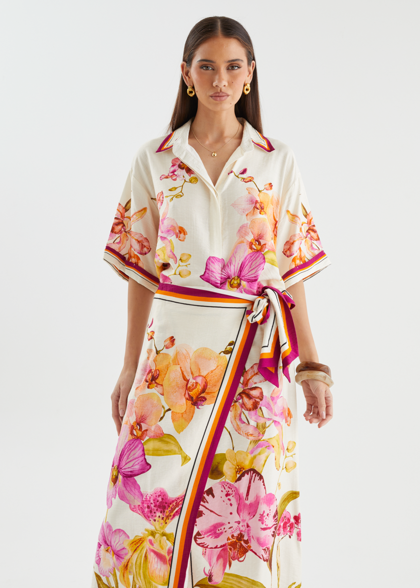 Pamalee Blouse - Fuchsia Orchids – Gingham & Heels