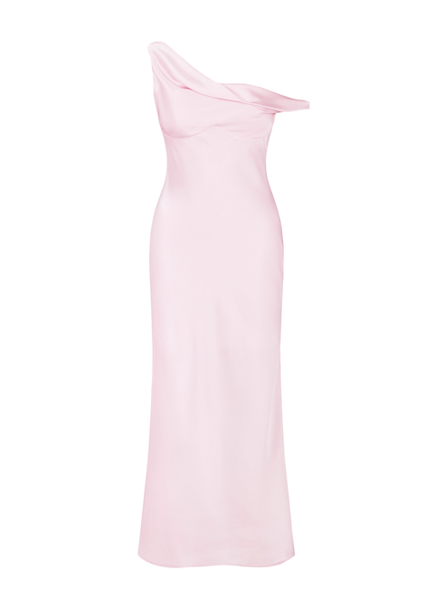 Draela One Shoulder Midi Dress - Pink – Gingham & Heels