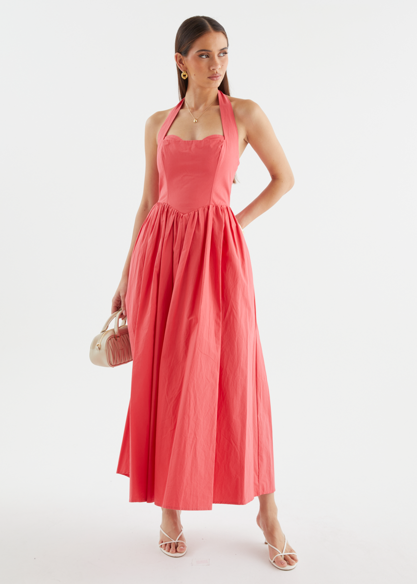 Karley Halter Midi Dress - Scarlet – Gingham & Heels