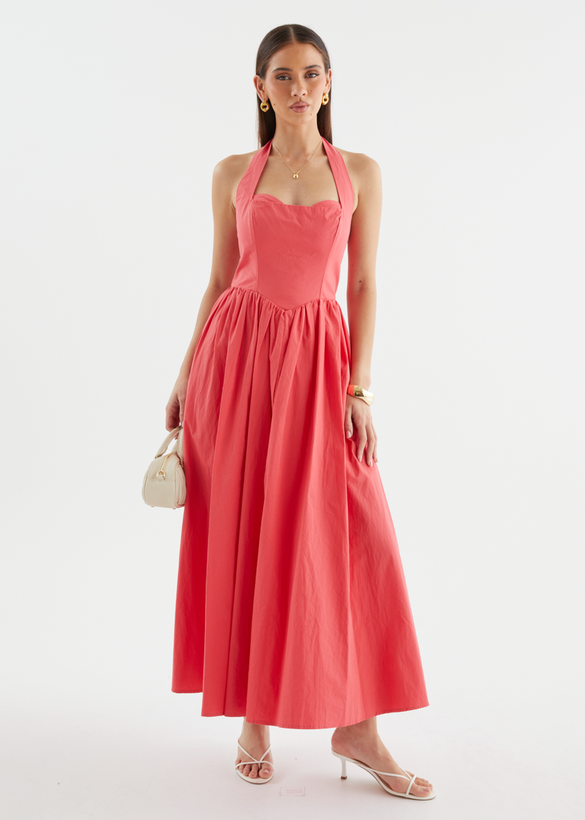 Karley Halter Midi Dress - Scarlet – Gingham & Heels