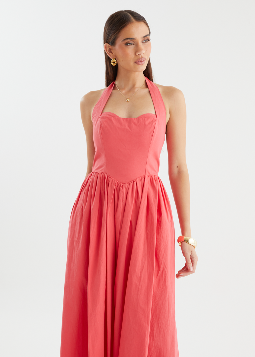Karley Halter Midi Dress - Scarlet – Gingham & Heels