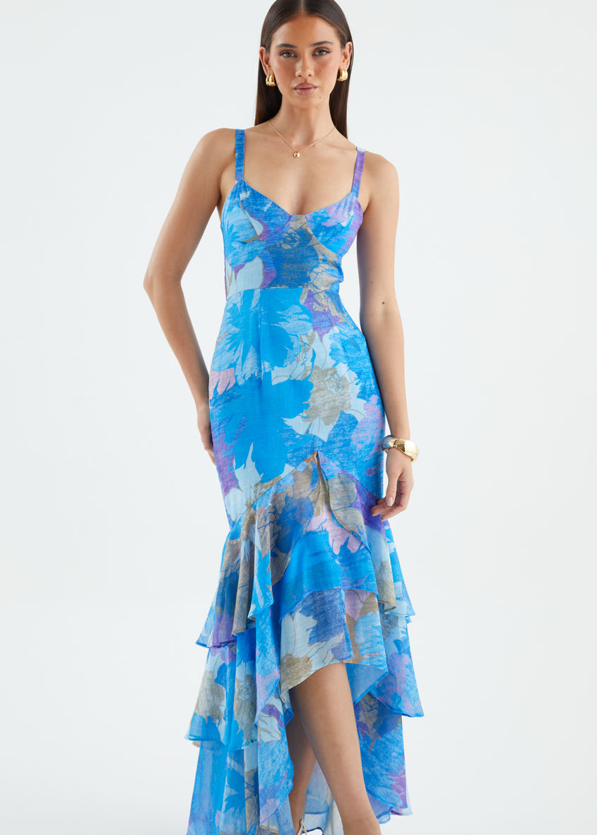 Cavani Maxi Dress - Blue Floral – Gingham & Heels