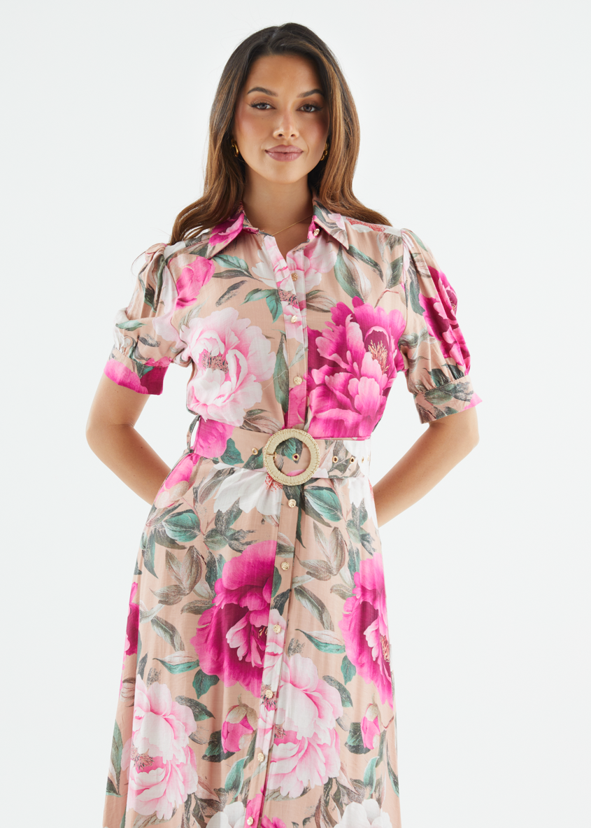 Devora Maxi Dress - Blush Flowers – Gingham & Heels