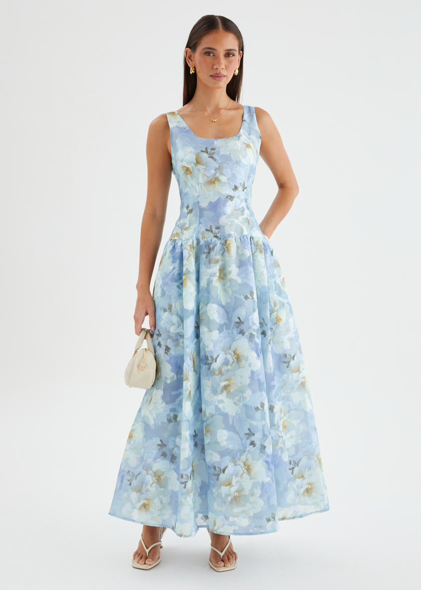 Milly Maxi Dress - Azure Petals – Gingham & Heels
