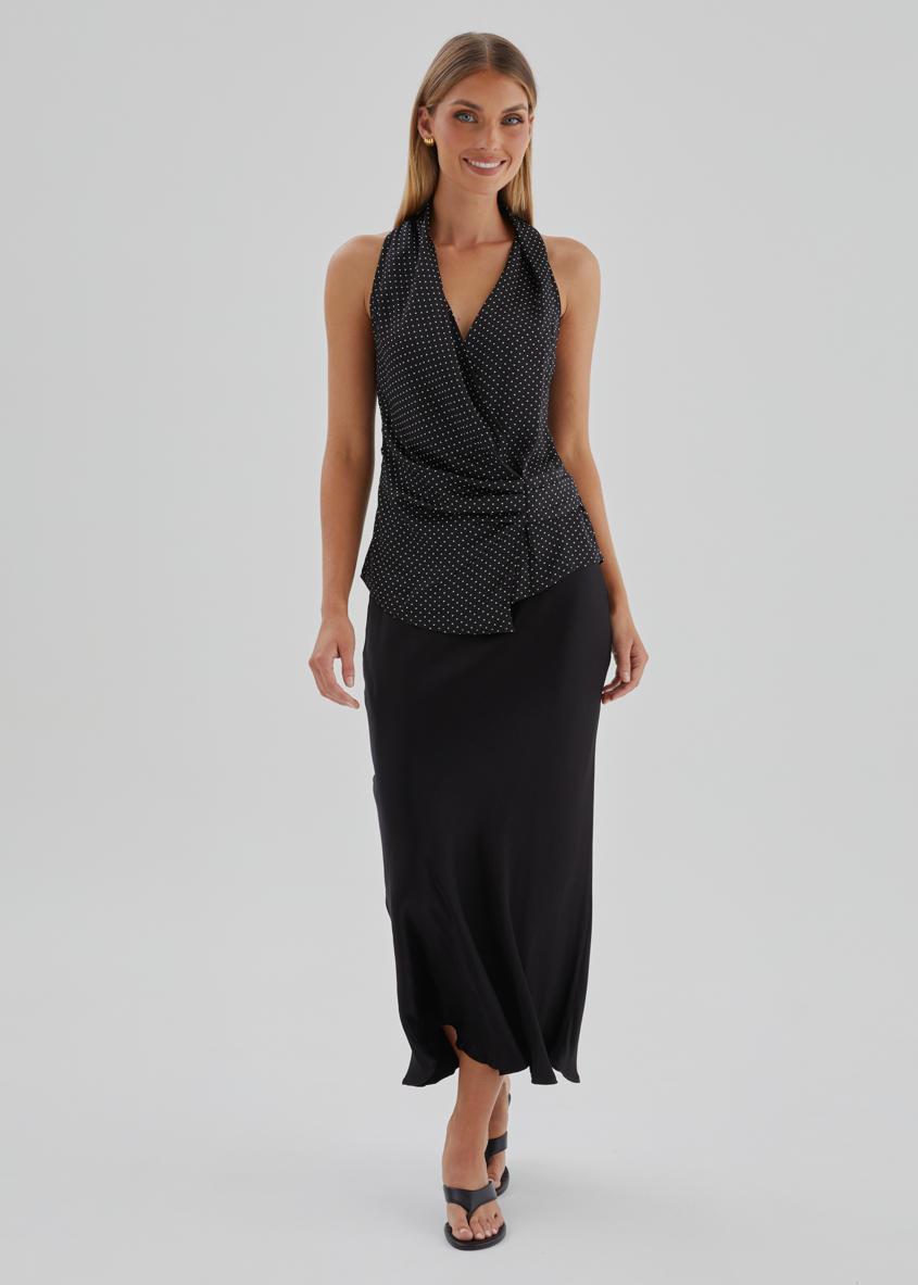 Angela Top - Black Polka Dot – Gingham & Heels
