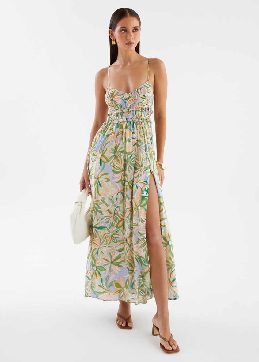 Jacey Maxi Dress - Mojito Fleur – Gingham & Heels