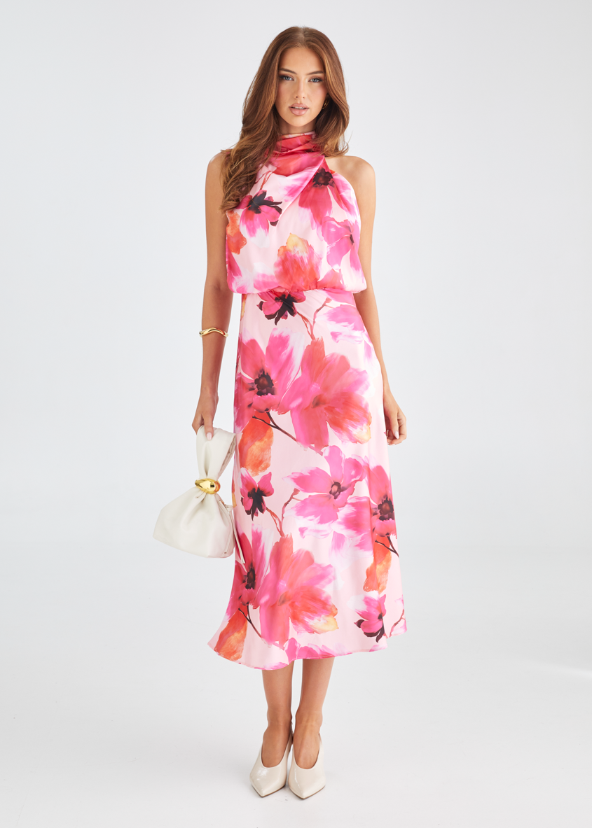 Joiss Maxi Dress - Raspberry Floral – Gingham & Heels