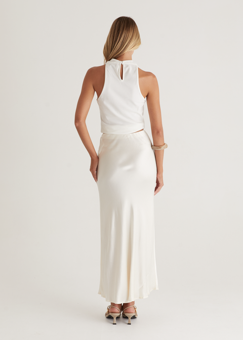 Logan Halter Top - Off White – Gingham & Heels