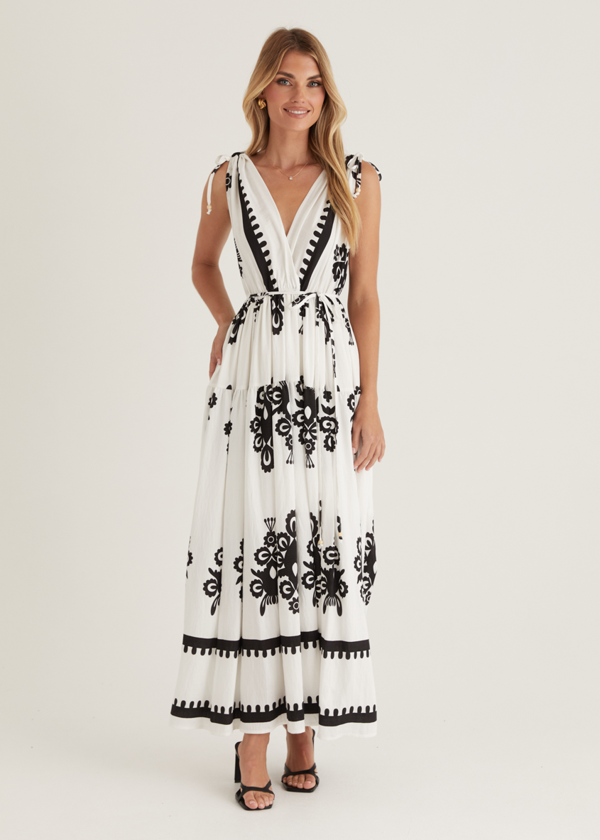 Elysium Maxi Dress - Black Abstract – Gingham & Heels