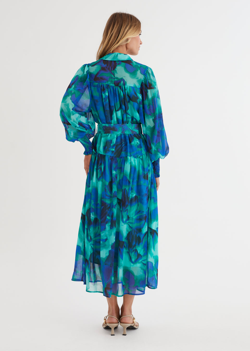 Aleera Midi Dress - Blue Floral – Gingham & Heels