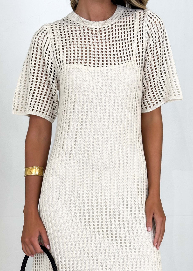 Vivvy Crochet Maxi Dress - Cream – Gingham & Heels