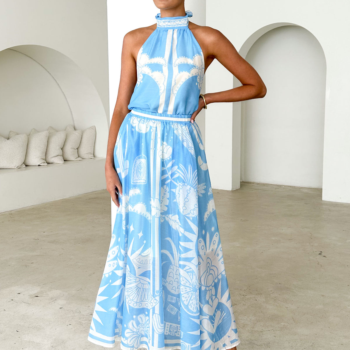 Keana Maxi Skirt - Blue Cabos – Gingham & Heels