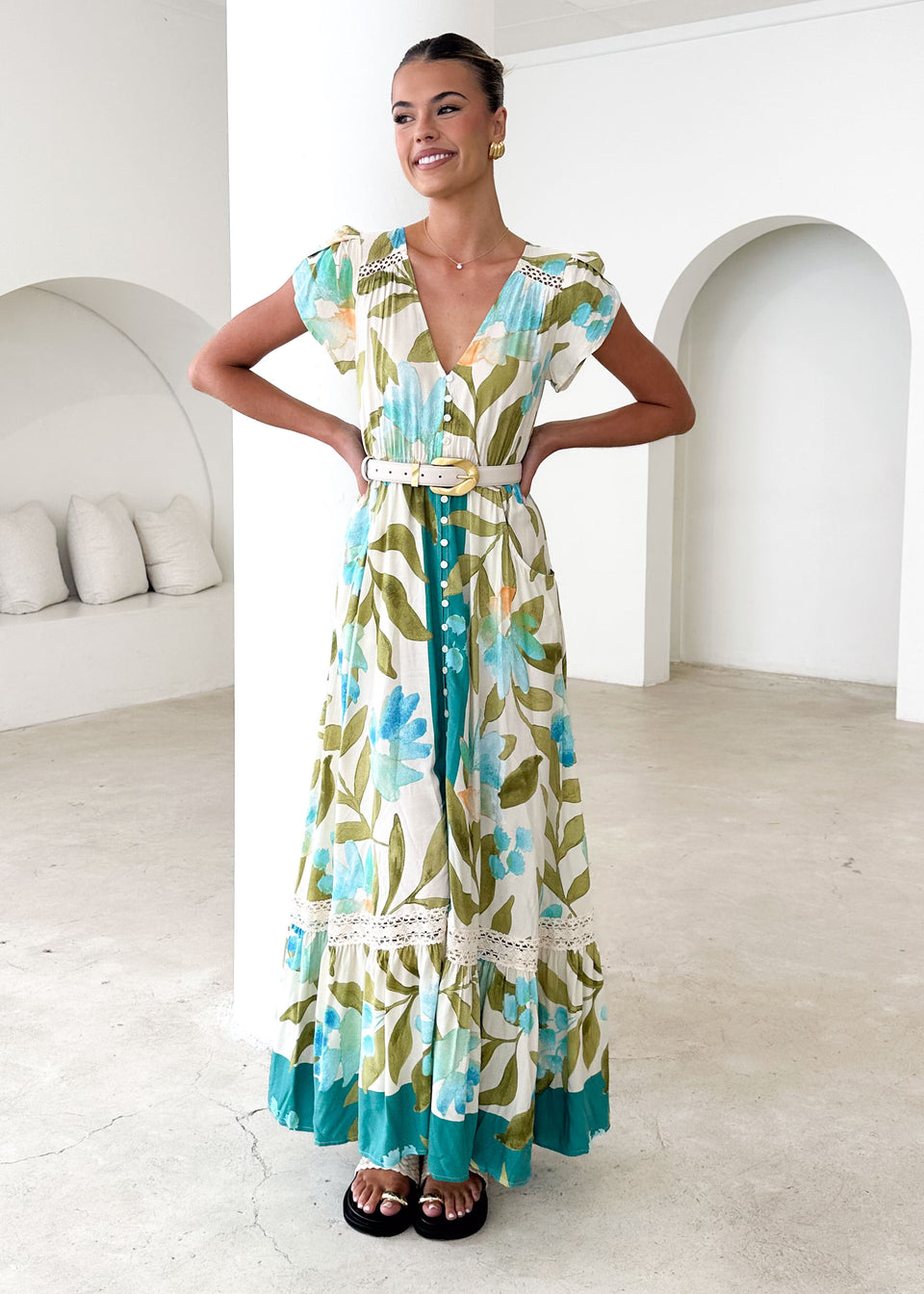 Carmen Maxi Dress - Himalayan Poppy – Gingham & Heels