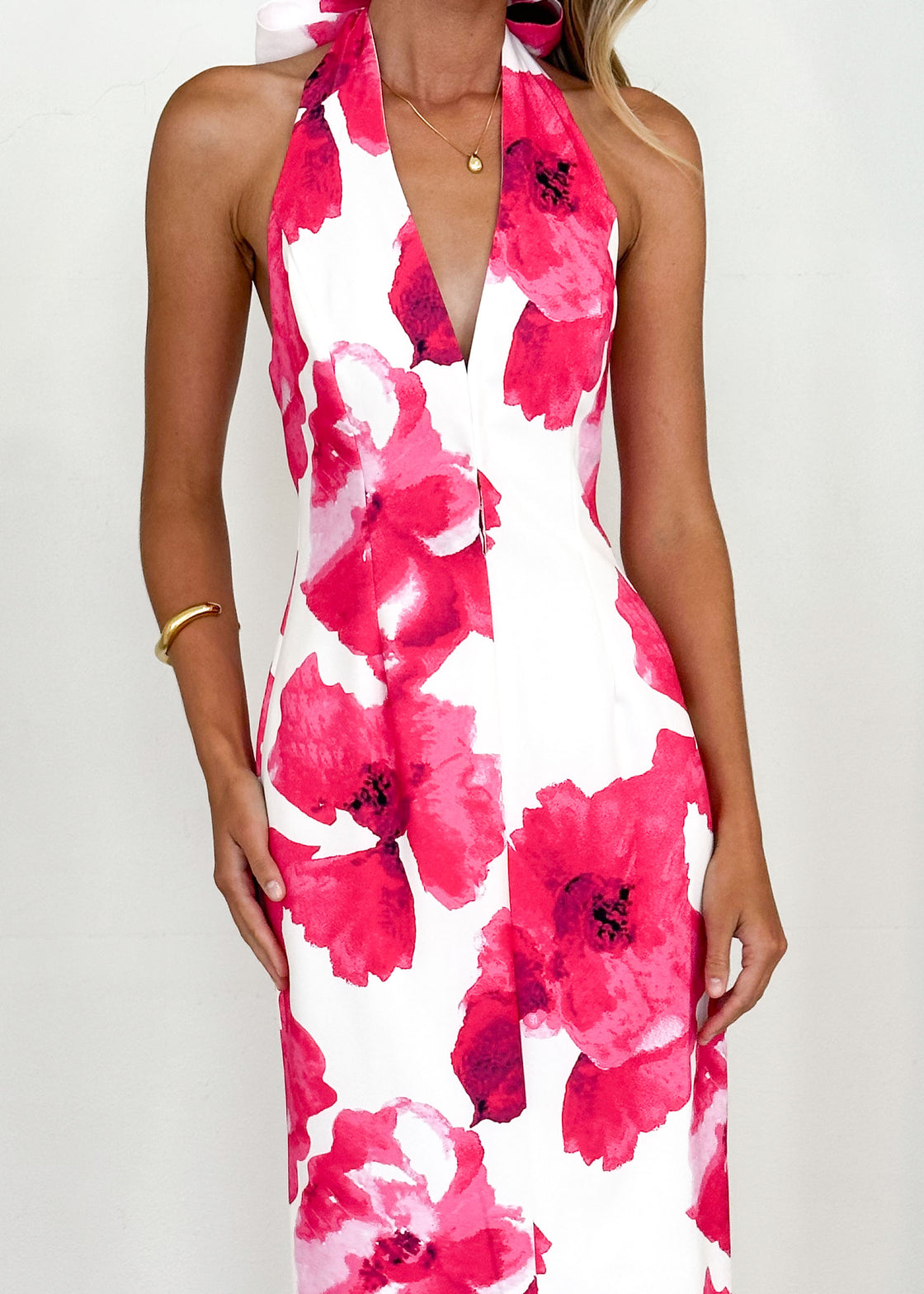 Tibetan Halter Maxi Dress - Pink Floral – Gingham & Heels