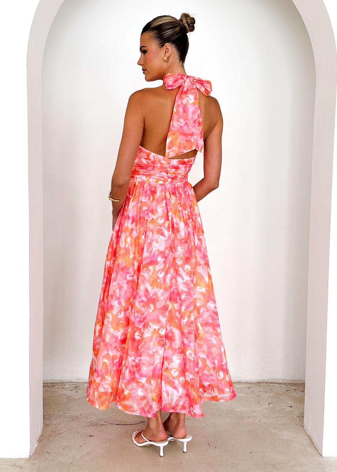 Ohio Halter Maxi Dress - Pink Splash – Gingham & Heels