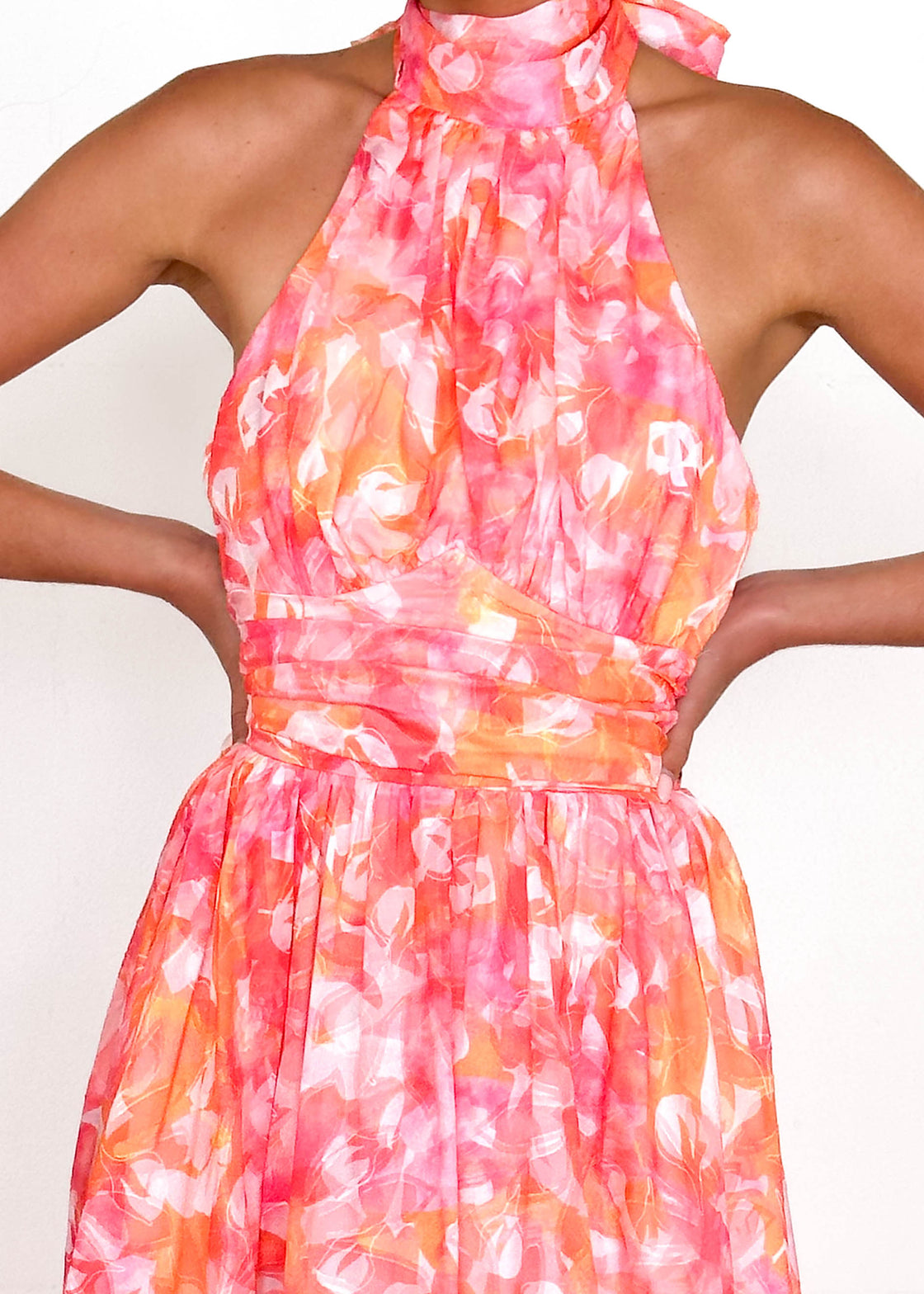 Ohio Halter Maxi Dress - Pink Splash – Gingham & Heels