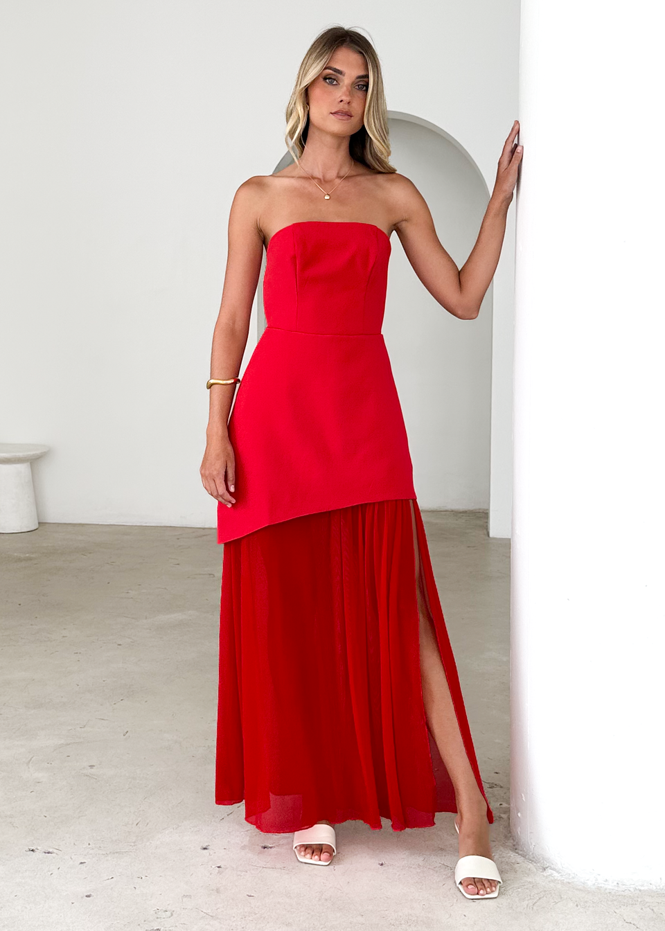 Cabaret Strapless Maxi Dress - Red – Gingham & Heels