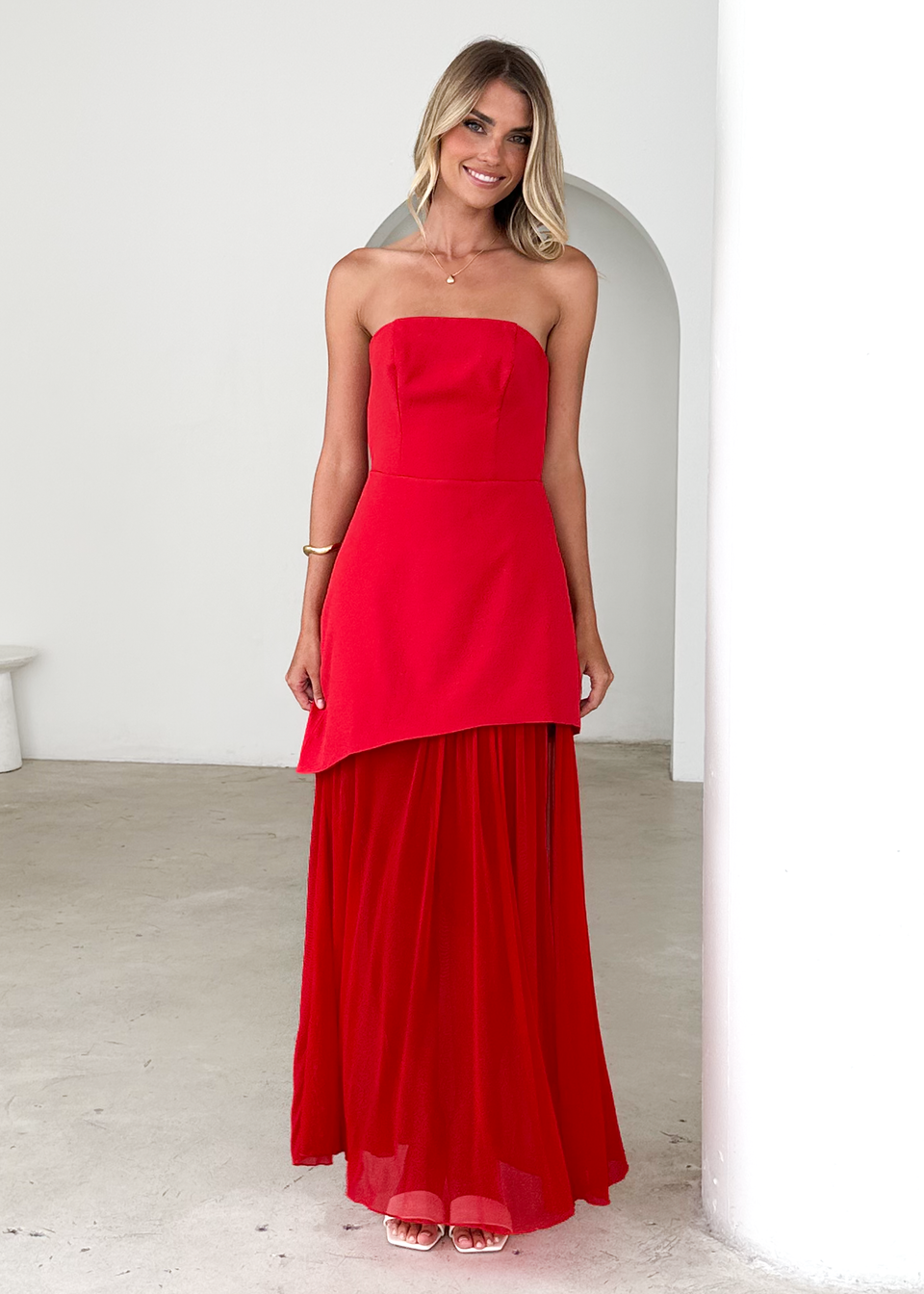 Cabaret Strapless Maxi Dress - Red – Gingham & Heels