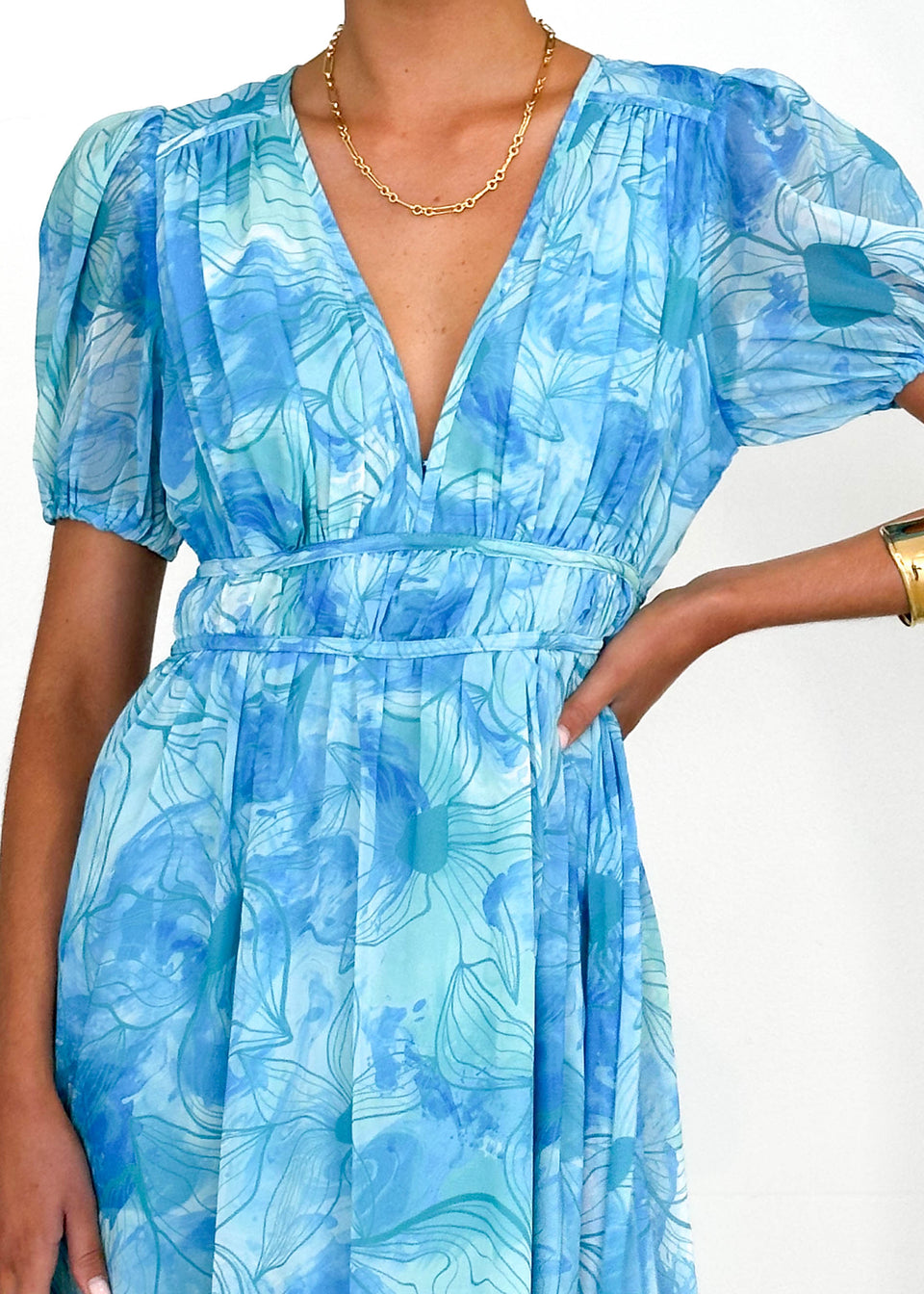 Revival Maxi Dress - Blue Splash – Gingham & Heels