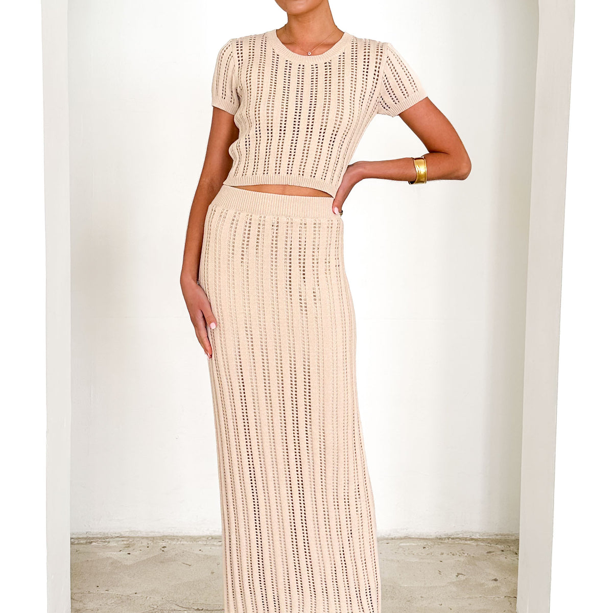 Kalia Crochet Set - Oat – Gingham & Heels