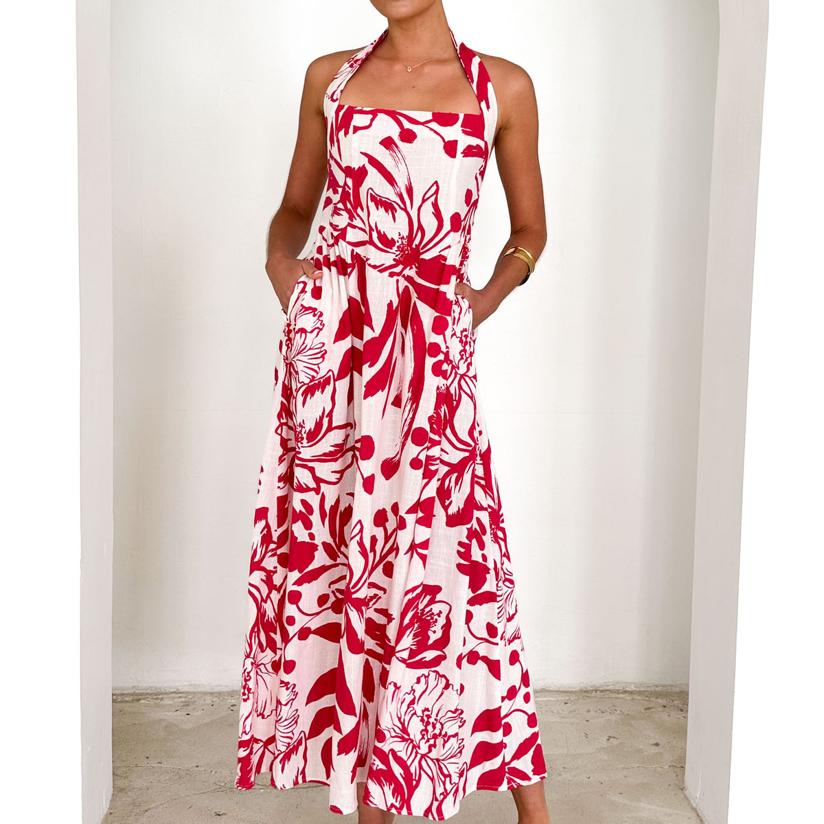 Mahiya Halter Maxi Dress - Rosalind – Gingham & Heels