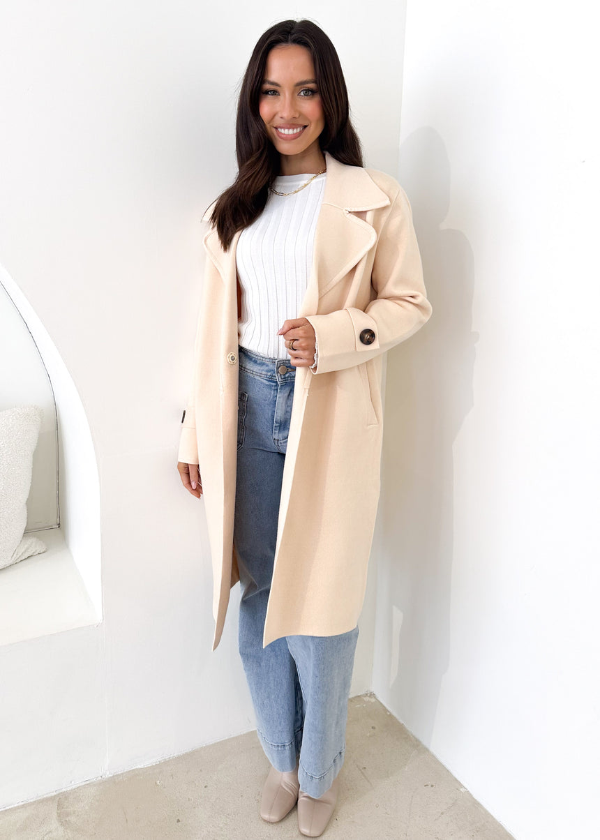Chayso Knit Coat - Cream