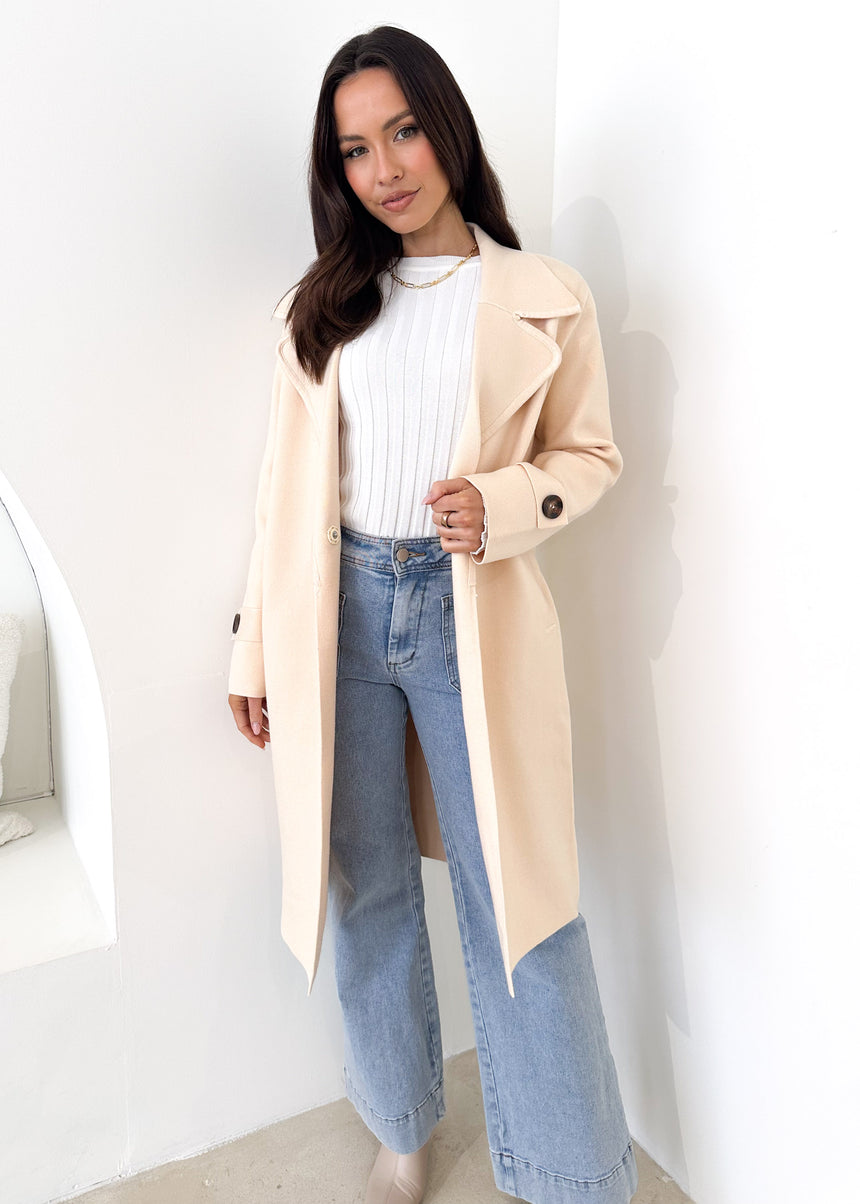 Chayso Knit Coat - Cream