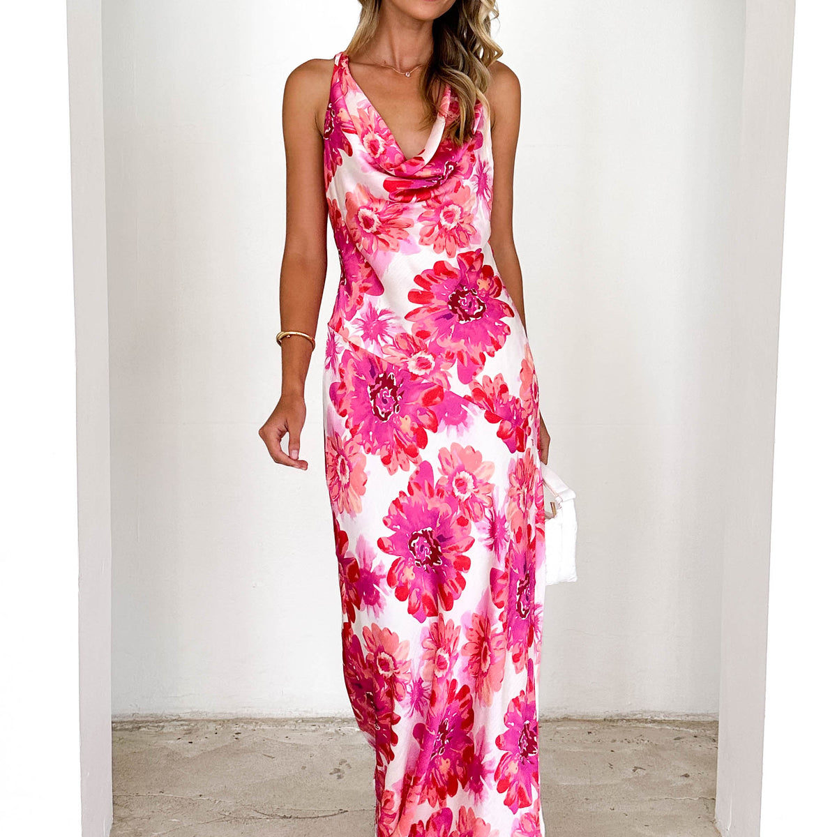 Drew Maxi Dress - Pink Floral – Gingham & Heels