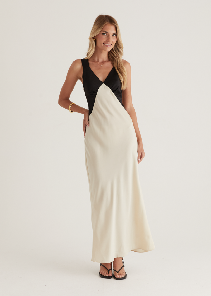 Taleena Maxi Dress - Champagne – Gingham & Heels