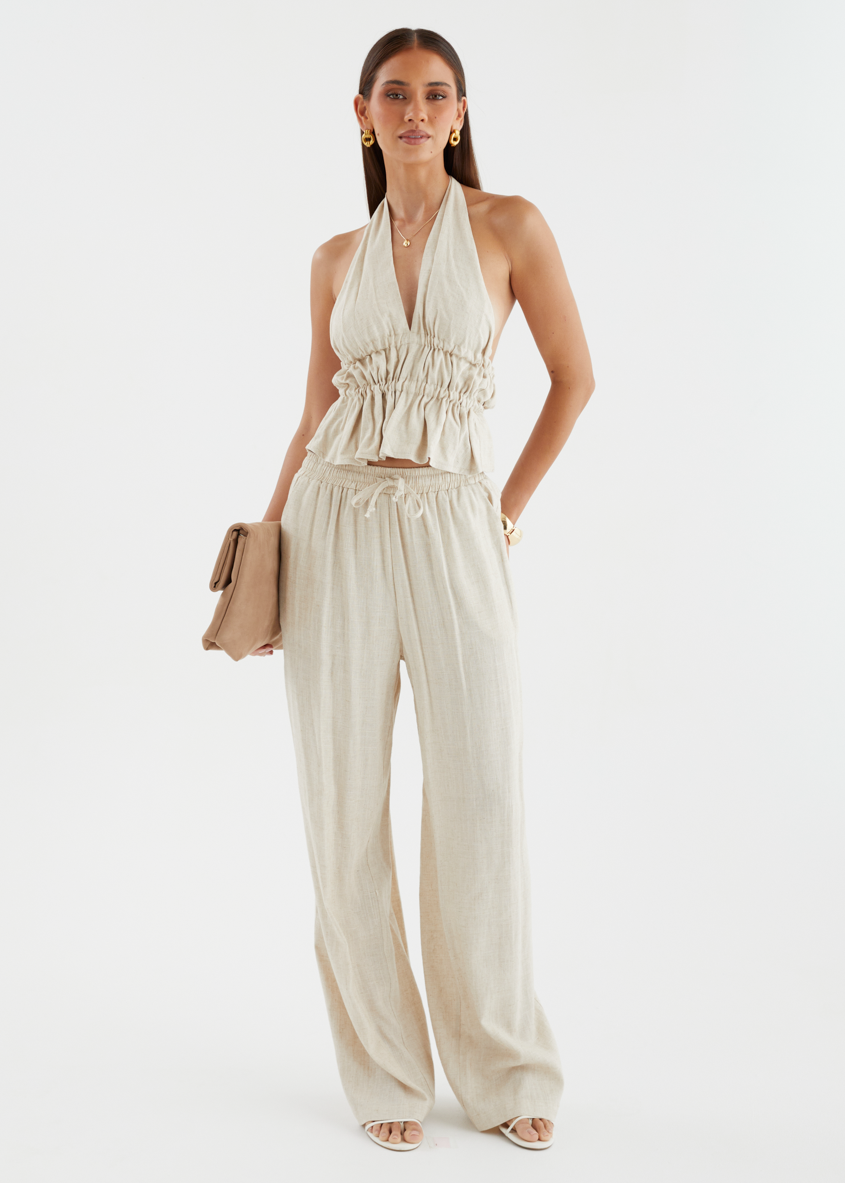 Akira Halter Top - Beige – Gingham & Heels