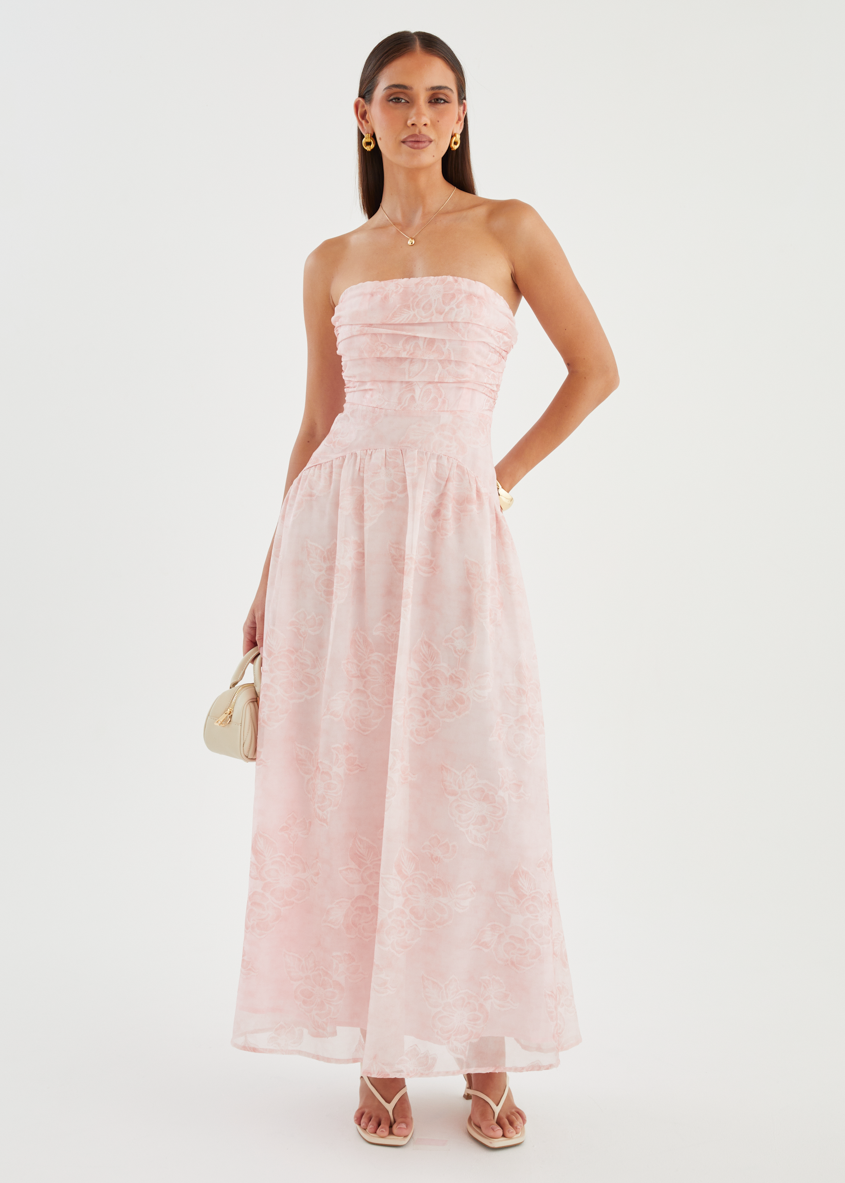 Anneli Strapless Maxi Dress - Blush – Gingham & Heels