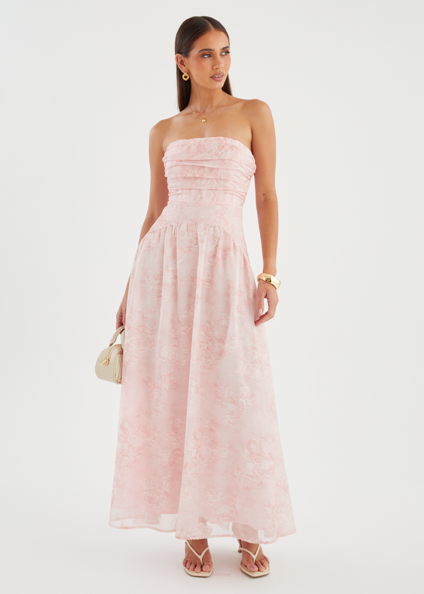 Anneli Strapless Maxi Dress - Blush – Gingham & Heels