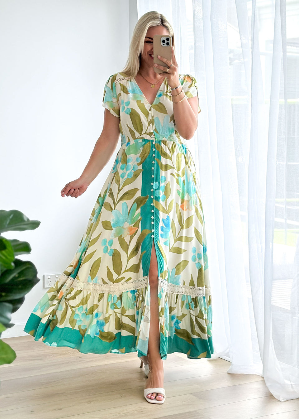 Carmen Maxi Dress - Himalayan Poppy – Gingham & Heels