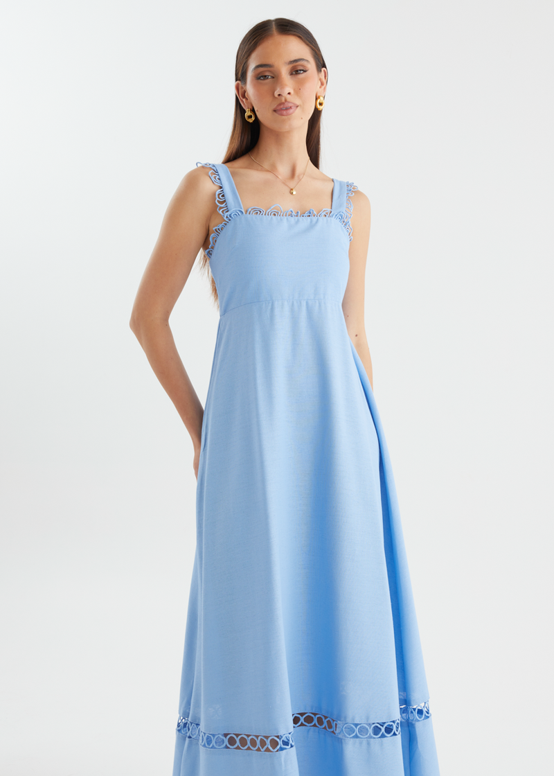 Reign Maxi Dress - Blue – Gingham & Heels