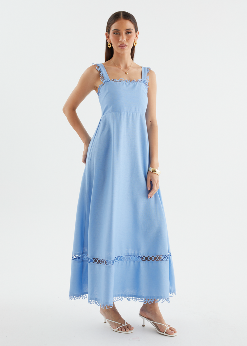 Reign Maxi Dress - Blue – Gingham & Heels