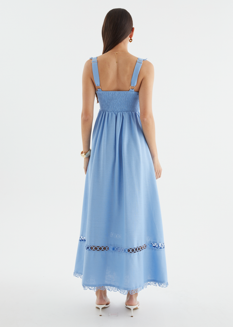 Reign Maxi Dress - Blue – Gingham & Heels