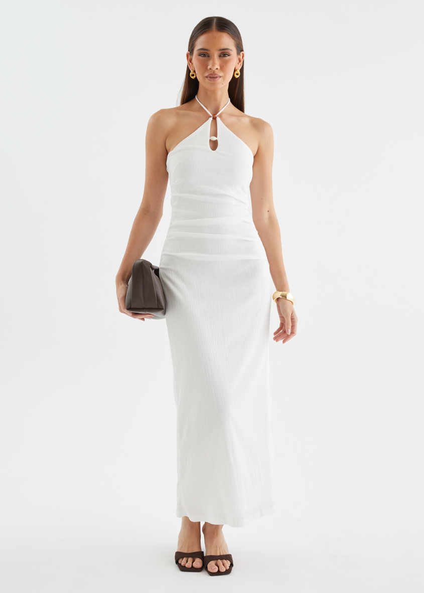 Lara Halter Maxi Dress - White – Gingham & Heels