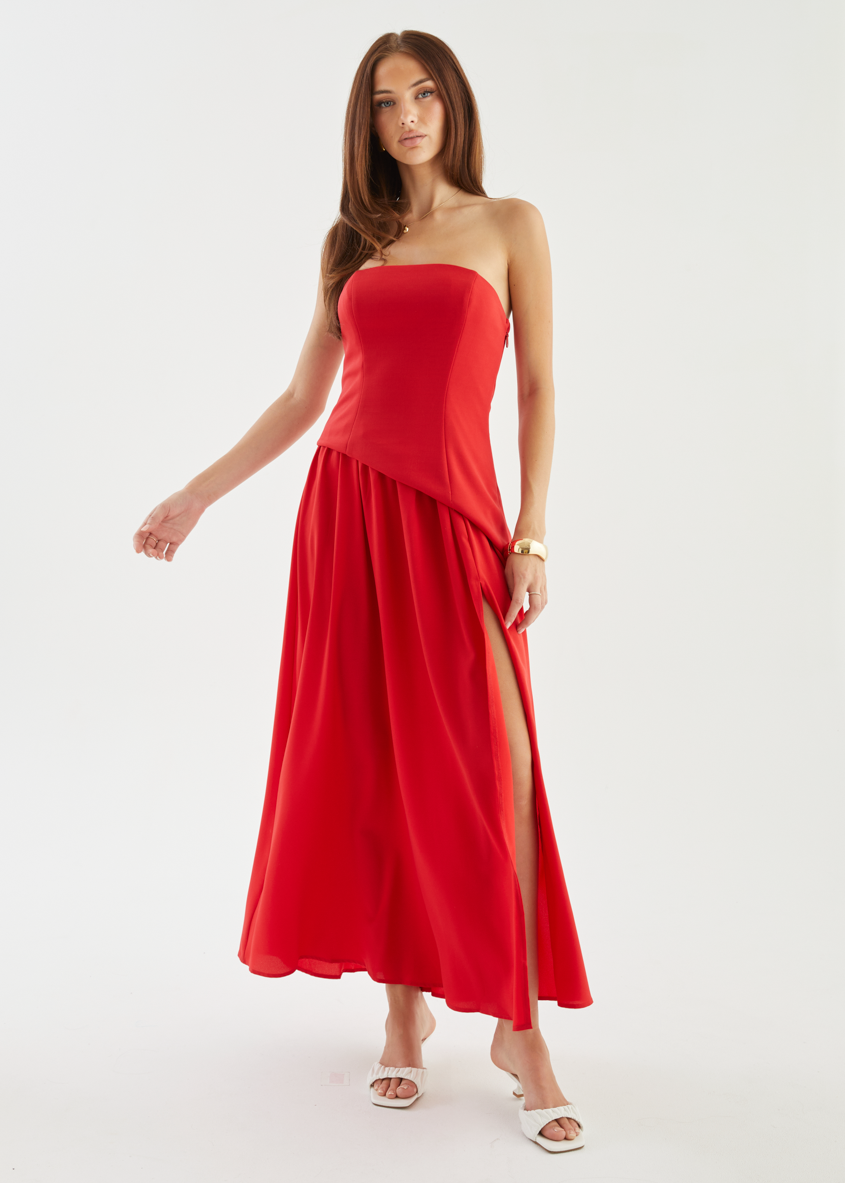 Noraah Strapless Maxi Dress - Red – Gingham & Heels