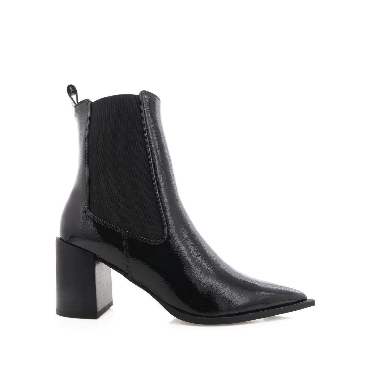 Stephanie Boots - Black Crinkle Patent – Gingham & Heels