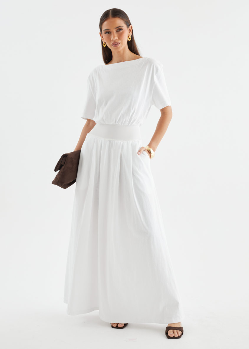 Lucci Drop Shoulder Maxi Dress - Off White – Gingham & Heels