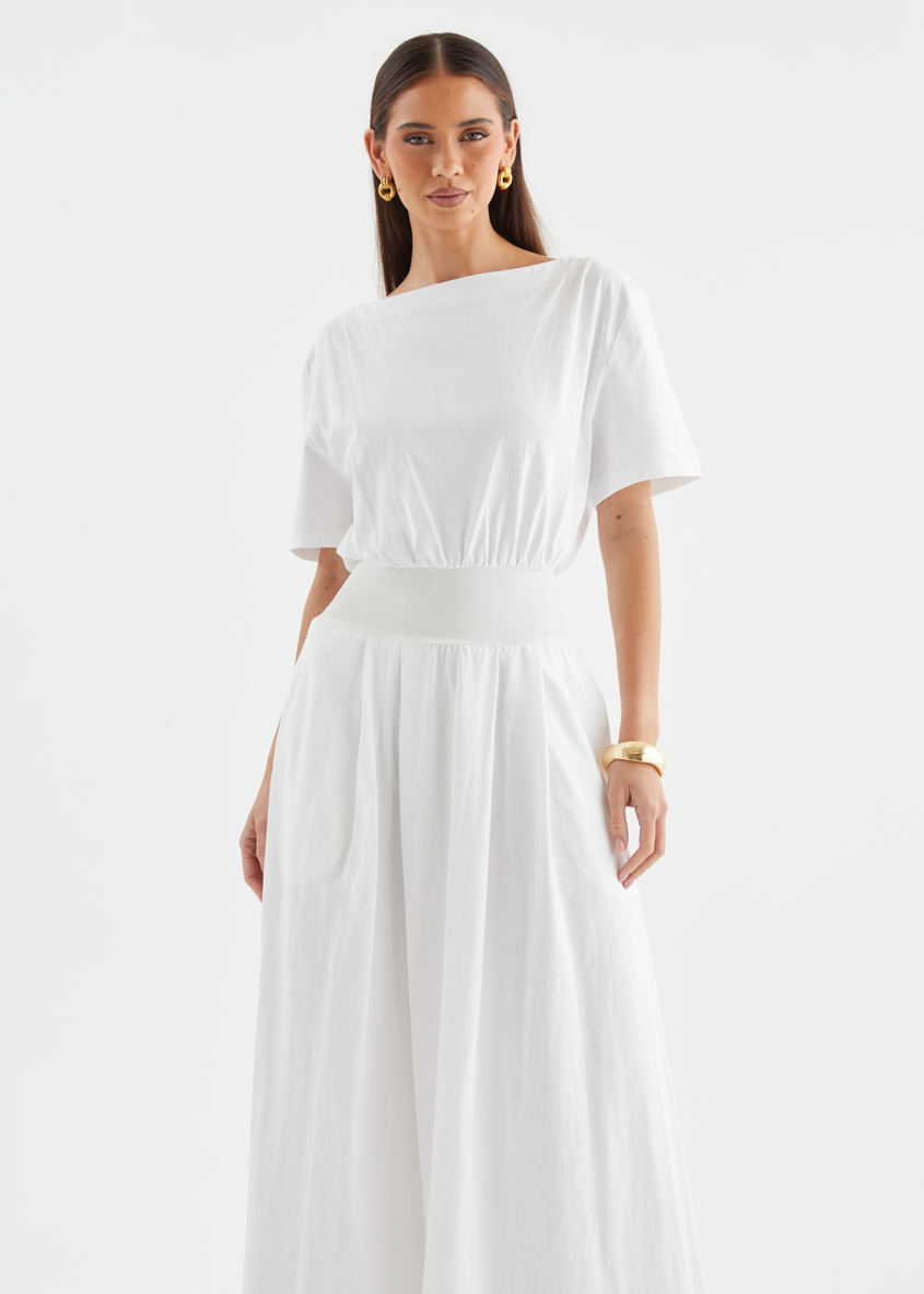 Lucci Drop Shoulder Maxi Dress - Off White – Gingham & Heels